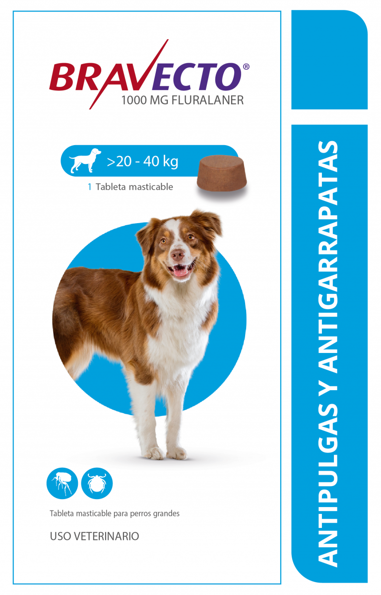 BRAVECTO 20-40KG 1 Tableta masticable 1000 mg. | Ivanagro